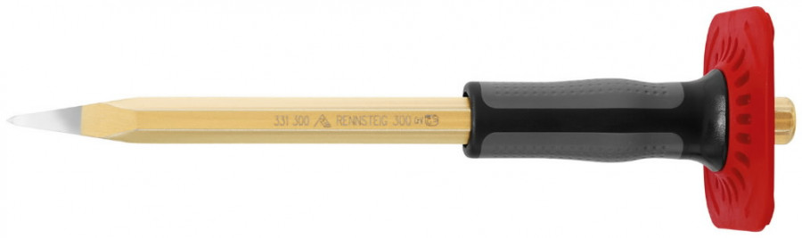 Point tip chisel, hexagon, rubber handle, 300 x 16 mm, Rennsteig ...