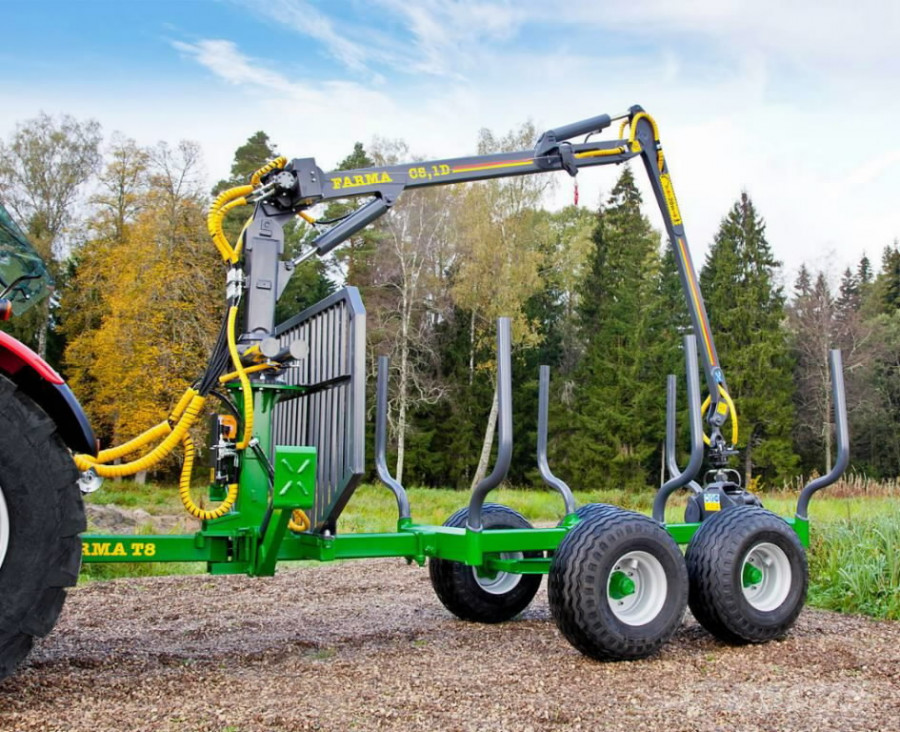 Forestry trailer with crane T8 C5,3D, Farma