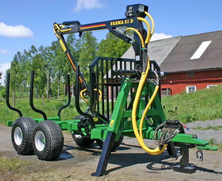 Forestry trailer with crane T8 C5,3D, Farma