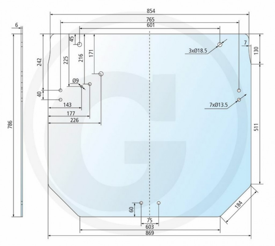 Rear screen R261272, SU34370, Granit