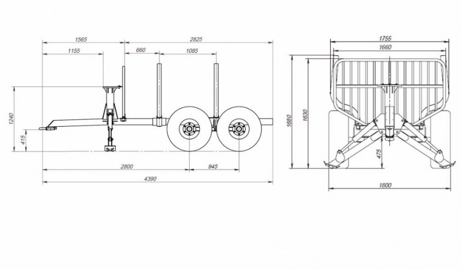 Forest Trailer with crane T6 C3,8G2, Farma