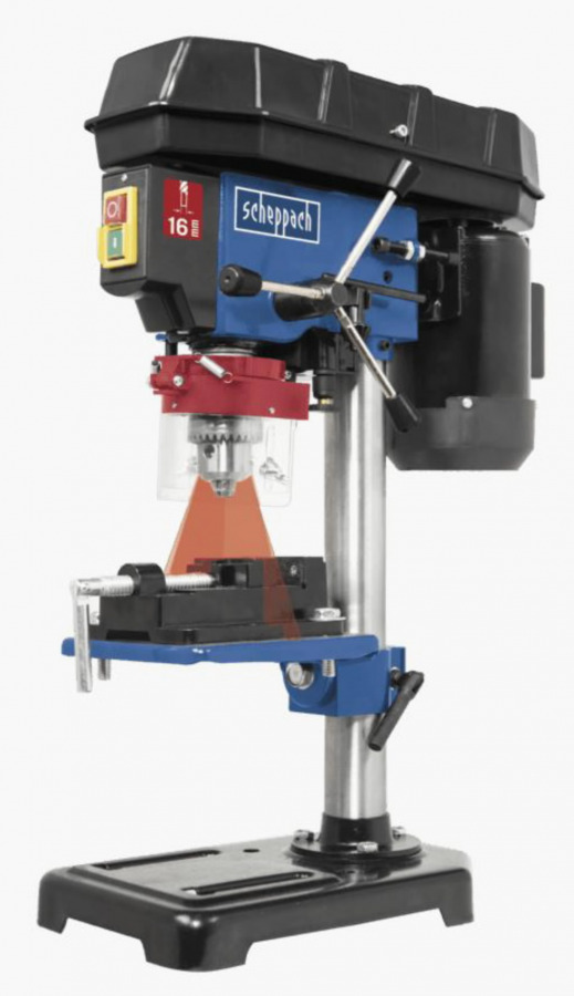 Bench drill DP 16 VLS with cross laser and vise, Scheppach | Stokker ...