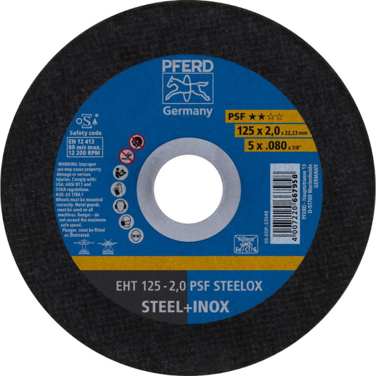 Cut-off wheel PSF Steelox 125x2mm, Pferd - Cutting discs for metal and stone