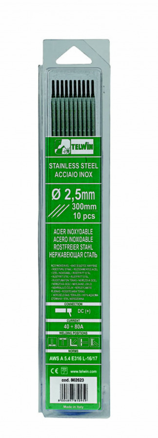 Welding electrode Inox (10pcs/pack) 2,5x300mm, Telwin | Stokker- tools ...