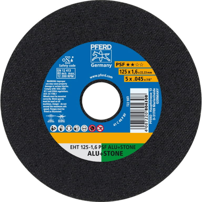 Cut-off wheel 125x1,6mm PSF ALU+STONE, Pferd - Cutting discs for metal ...