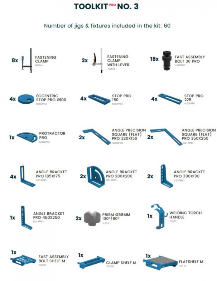 Toolkit No.3 without trolley for welding table Pro,holes28mm, GPPH S.C ...